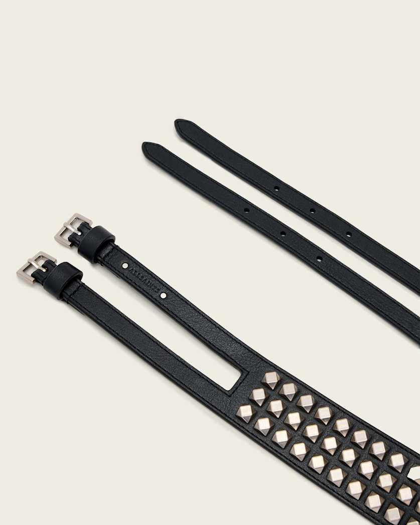 Drea Leather Studded Belt Black | ALLSAINTS DE